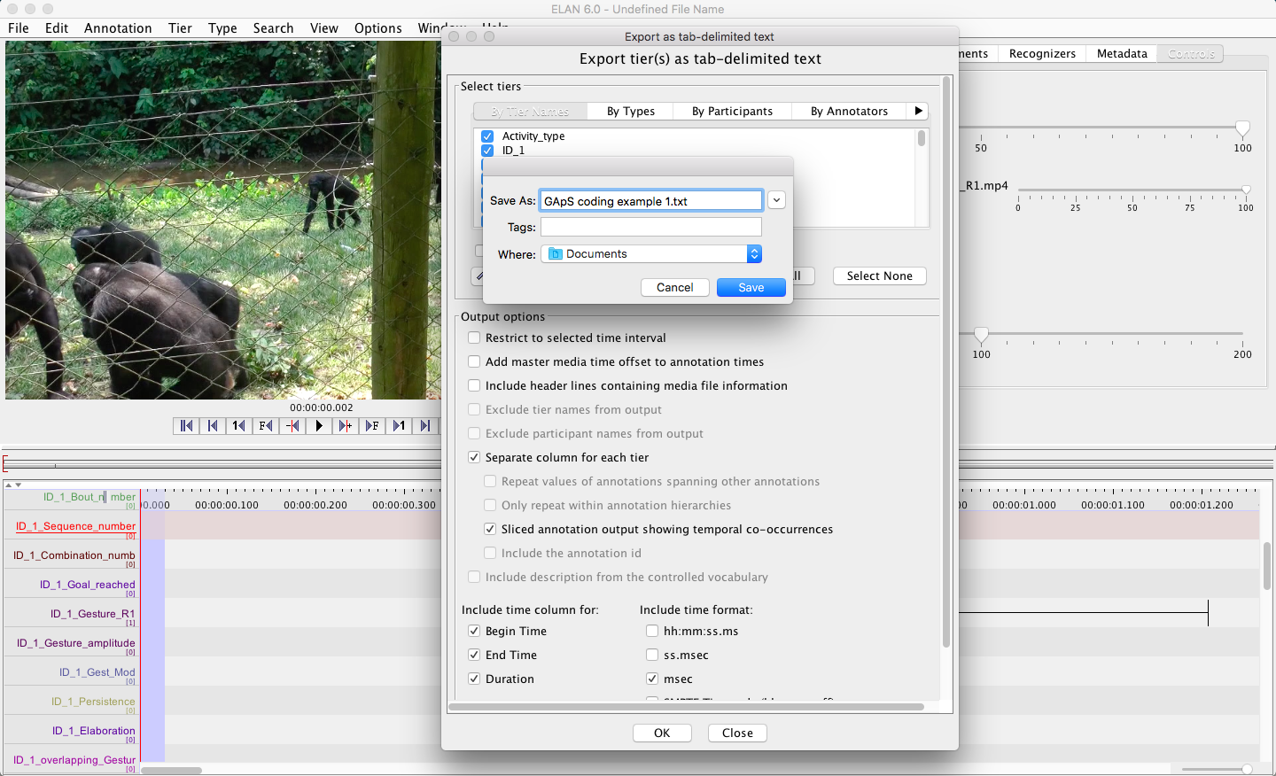 Export annotated file as Excel output file - GApS